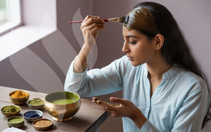 Henna and Indigo Hair Colour Recipe for Grey Hair Touch-Up (Step-by ...