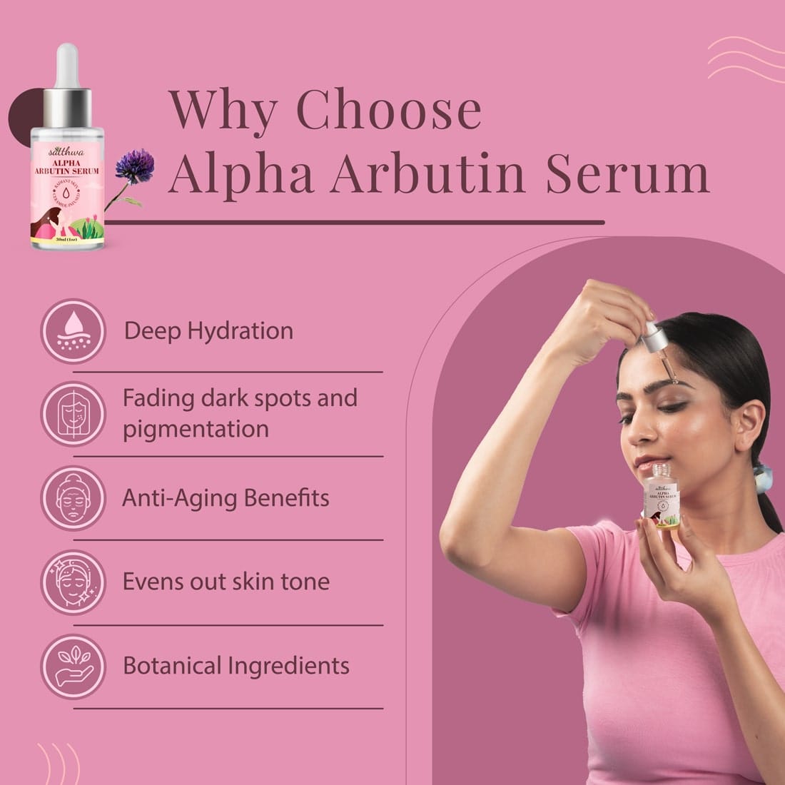 Satthwa Alpha Arbutin Ceramide Serum With Hyaluronic Acid - For Glowing ...