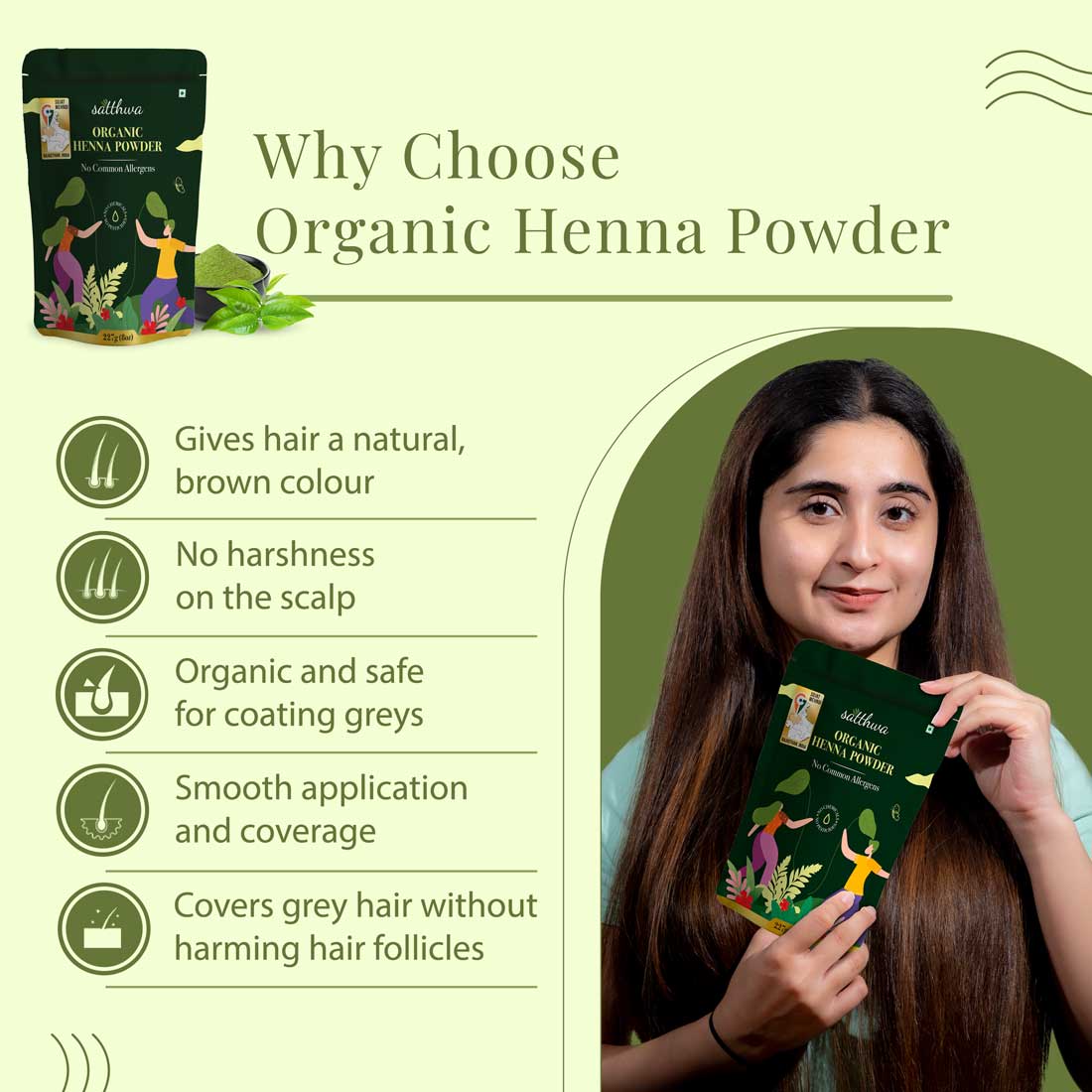 Satthwa Organic Henna Powder (Sojat Mehndi) - Hair Colour & Covering Greys