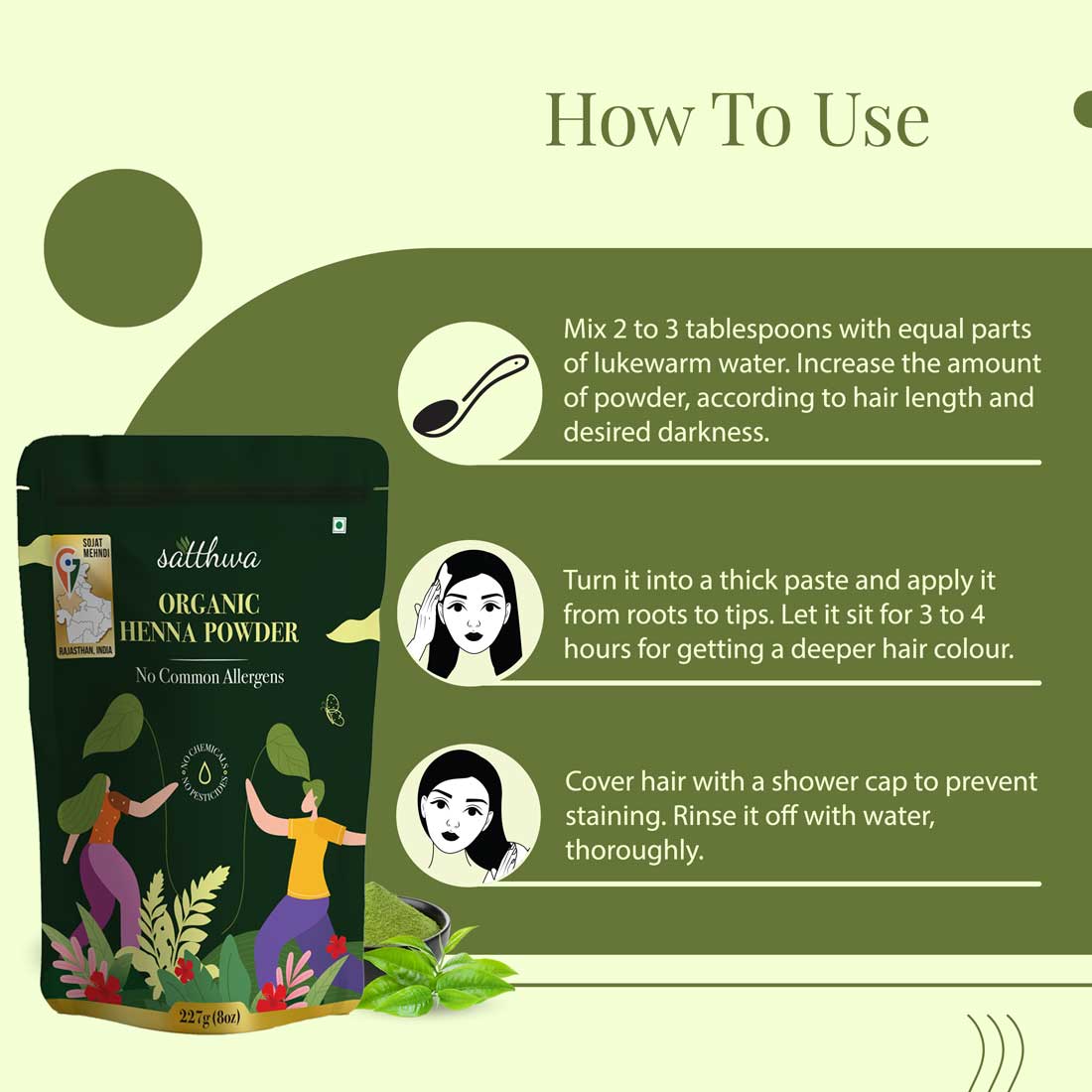 Satthwa Organic Henna Powder (Sojat Mehndi) - Hair Colour & Covering Greys