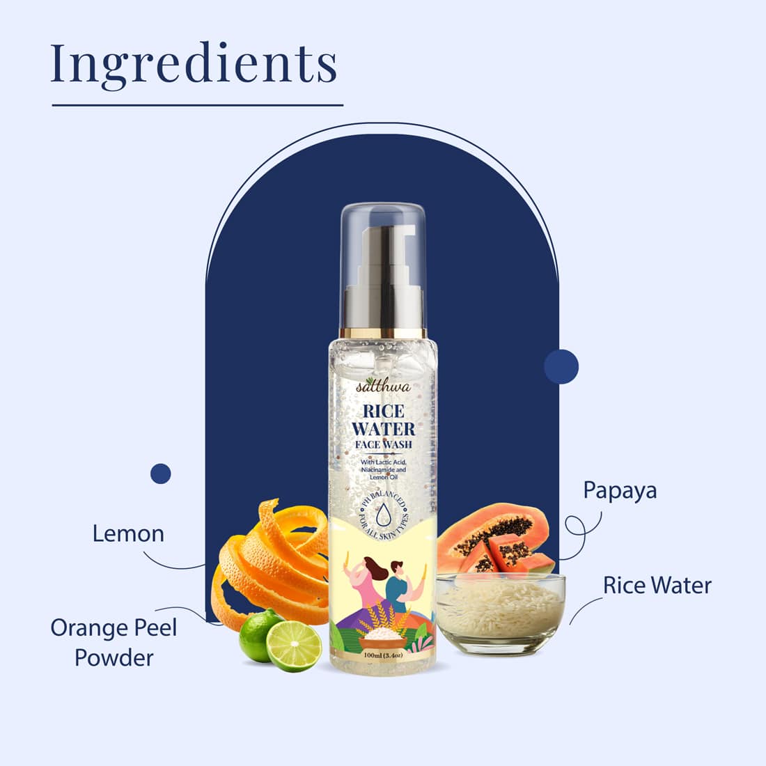 Satthwa Rice Water Face Wash with Salicylic Acid & Niacinamide 100ml